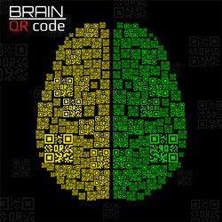 Qr code brain silhouette human brain with Vector Image
