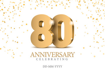 Anniversary 80 gold 3d numbers Royalty Free Vector Image
