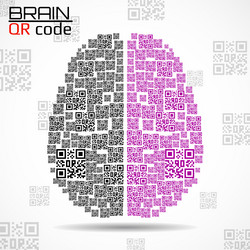 Qr code brain silhouette human brain with Vector Image