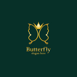 Golden butterfly logo royal logotype Royalty Free Vector