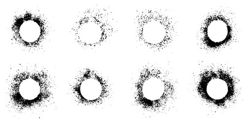 Grunge circle frame set round splatter collection Vector Image