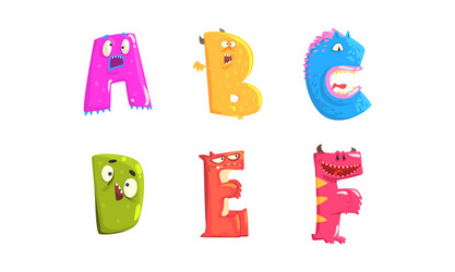 Monster alphabet with cute abc capital letters and