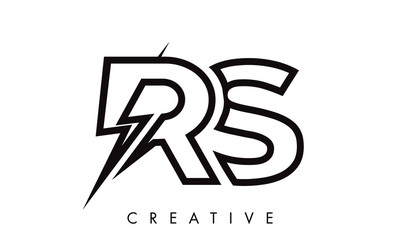 Rs letter logo design with lighting thunder bolt Vector Image