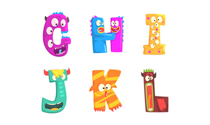 Monster alphabet with cute abc capital letters and