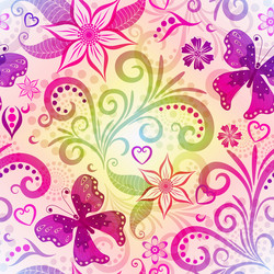 Seamless rainbow floral pattern with vintage Vector Image