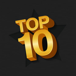 Top 10 - ten gold label on black background Vector Image