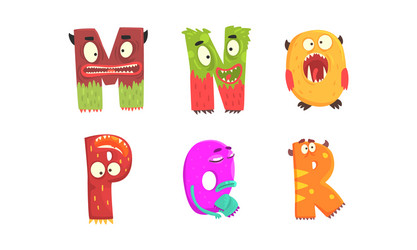 Monster alphabet with cute abc capital letters and