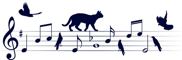 Musical notes with cat and mouse Royalty Free Vector Image