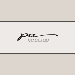 Pa simple signature logo - handwritten template Vector Image