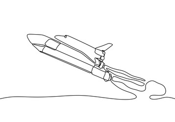 Rocket one line drawing spaceship concept Vector Image