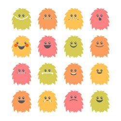 Set of cartoon funny smiley monsters collection Vector Image