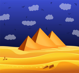 Cartoon egyptian pyramids in the desert with star Vector Image