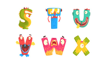 Monster alphabet with cute abc capital letters and