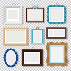 White photo frame on wood background Royalty Free Vector
