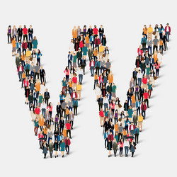 Group people letter form Royalty Free Vector Image