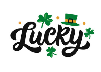 Calligraphy luck word colorful background Vector Image