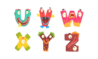 Monster alphabet with cute abc capital letters and