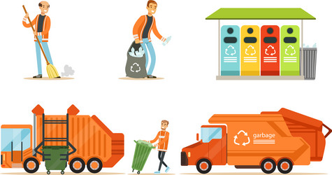 Orange Garbage Truck Vector Images (over 100)