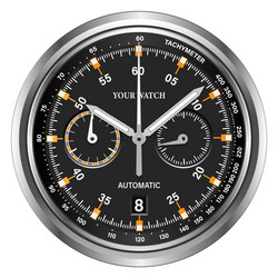 Realistic black silver dark grey clock watch face Vector Image