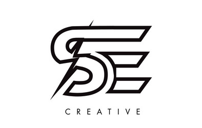 Se letter logo design with lighting thunder bolt Vector Image