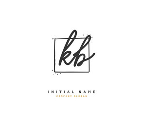 K b kb initial letter handwriting and signature Vector Image