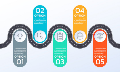 5 step road infograph timeline infographic Vector Image