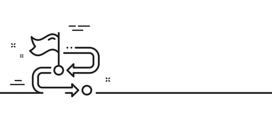 Travel path line icon location flag sign minimal Vector Image