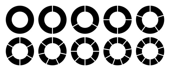 Circle divided into 1-8 parts in black colour Vector Image