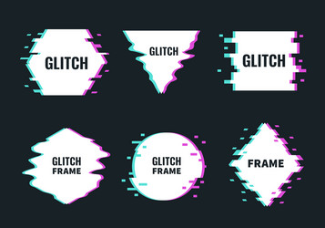 Colorful glitch circle geometric shape frame Vector Image