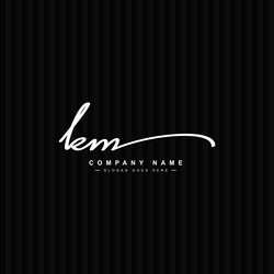 Km signature logo - handwritten logo template Vector Image