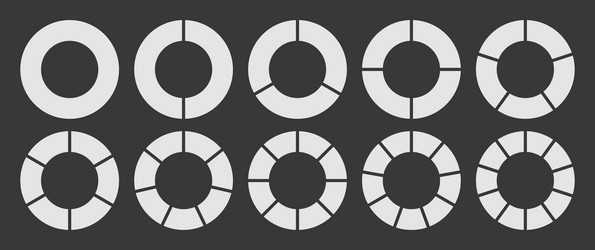 Circle divided into 1-8 parts in black colour Vector Image