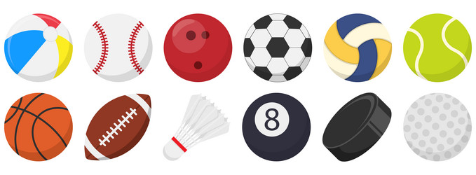 Sports balls flat icon set Royalty Free Vector Image