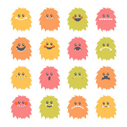 Set of cartoon funny smiley monsters collection Vector Image