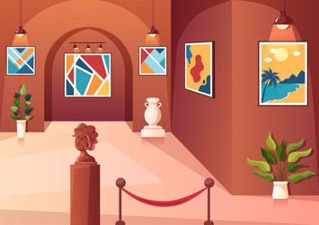 Art gallery museum interior cartoon exhibition Vector Image