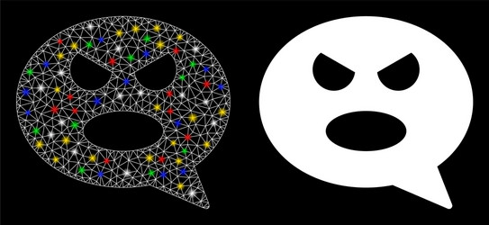 Flare mesh 2d afraid smiley message icon Vector Image