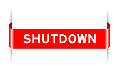 Square sticker label with word shutdown in red Vector Image