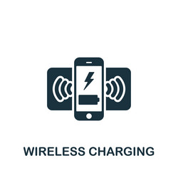 Wireless charging icon monochrome simple Vector Image