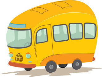 Cartoon cute blue retro van bus icon Royalty Free Vector