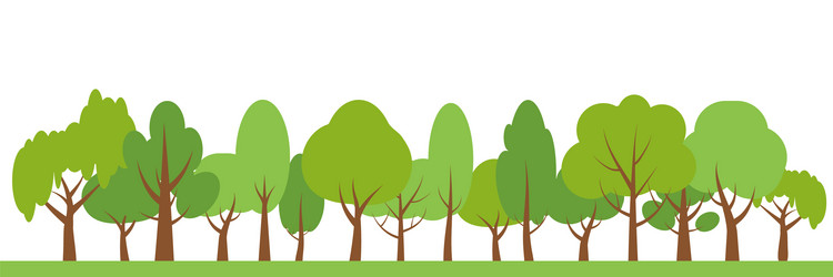 Green tree forest line border background Vector Image