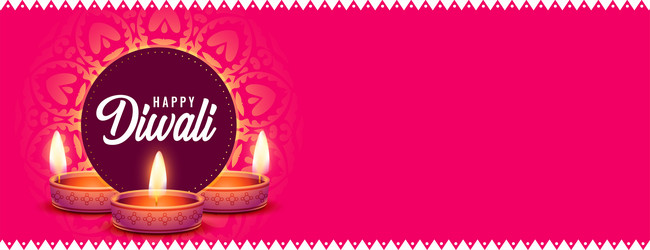Diwali modern web wide banner with glowing diya Vector Image
