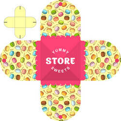 Cake slice box cutout template favor Royalty Free Vector