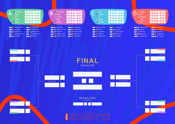 Rugby tournament bracket with flags Royalty Free Vector