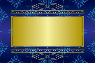 Blue card with golden frame Royalty Free Vector Image