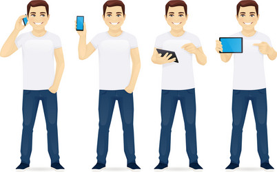 Young people with gadgets Royalty Free Vector Image