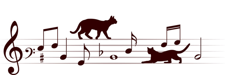 Musical notes with cat and mouse Royalty Free Vector Image