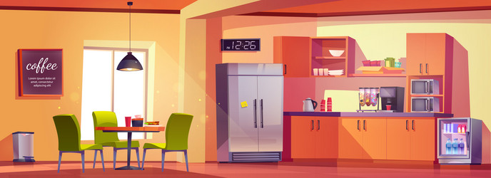 Office kitchen interior cartoon Royalty Free Vector Image