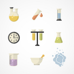 Science symbols and glass beaker Royalty Free Vector Image