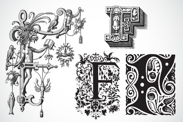 Vintage sketched alphabet set 1 Royalty Free Vector Image