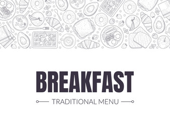 Breakfast menu template for restaurant and cafe Vector Image