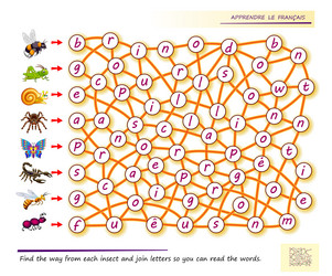 Learn french crossword puzzle game with animals Vector Image